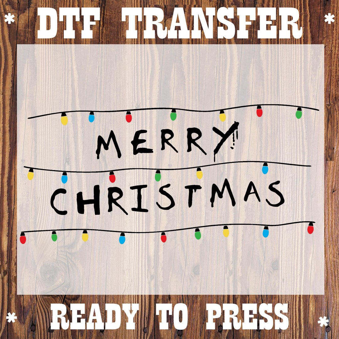 Merry Christmas Lights DTF Print - Vintage Xmas Holiday Heat Transfer ...