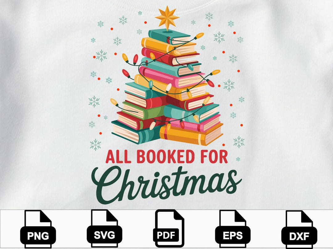 Christmas Books Tree PNG: Book Lover Holiday Design (digital Download ...