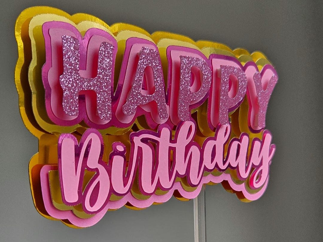 Happy Birthday Cake Topper – Elegant Birthday Decoration – Handmade ...