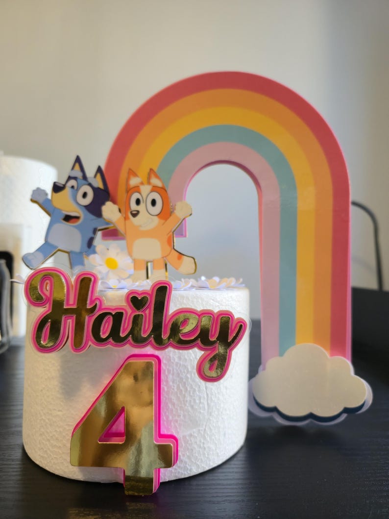 Personalized Bluey and Bingo Cake Topper, Custom Cake Topper, Birthday ...