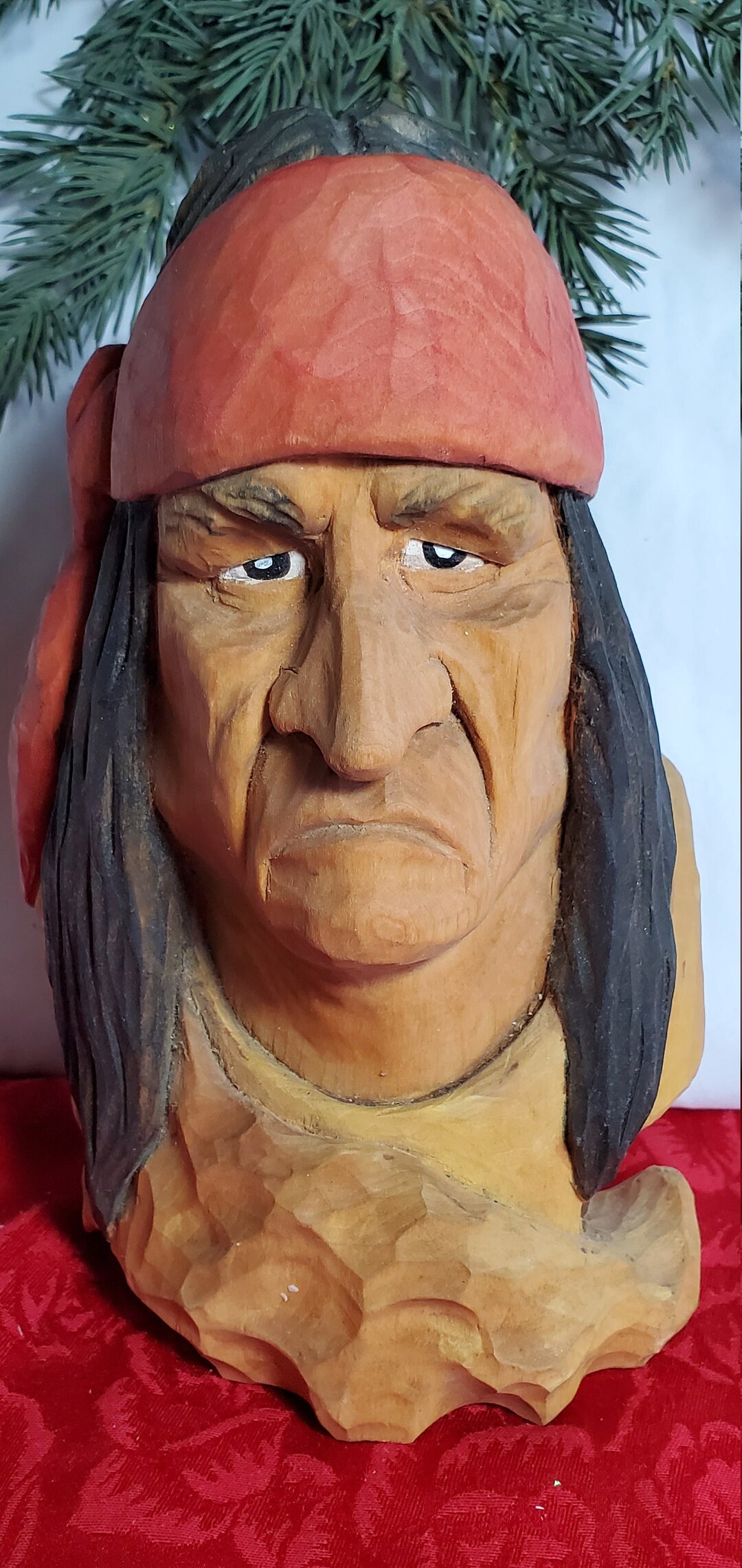 Handcarved Indian Bust - Etsy