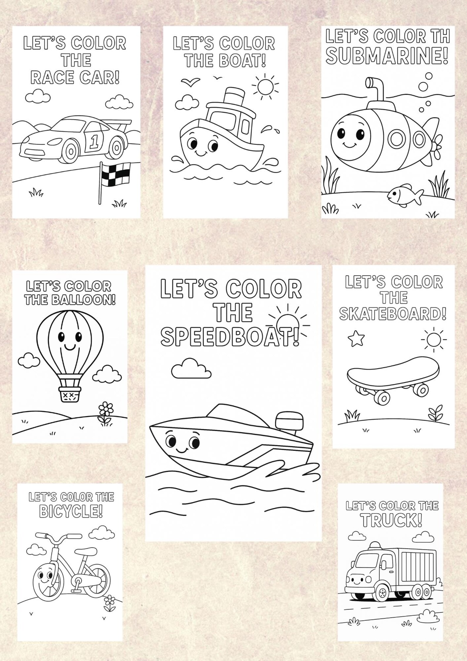 Printable Vehicle Coloring Book for Kids – 25 Fun Transportation Pages ...