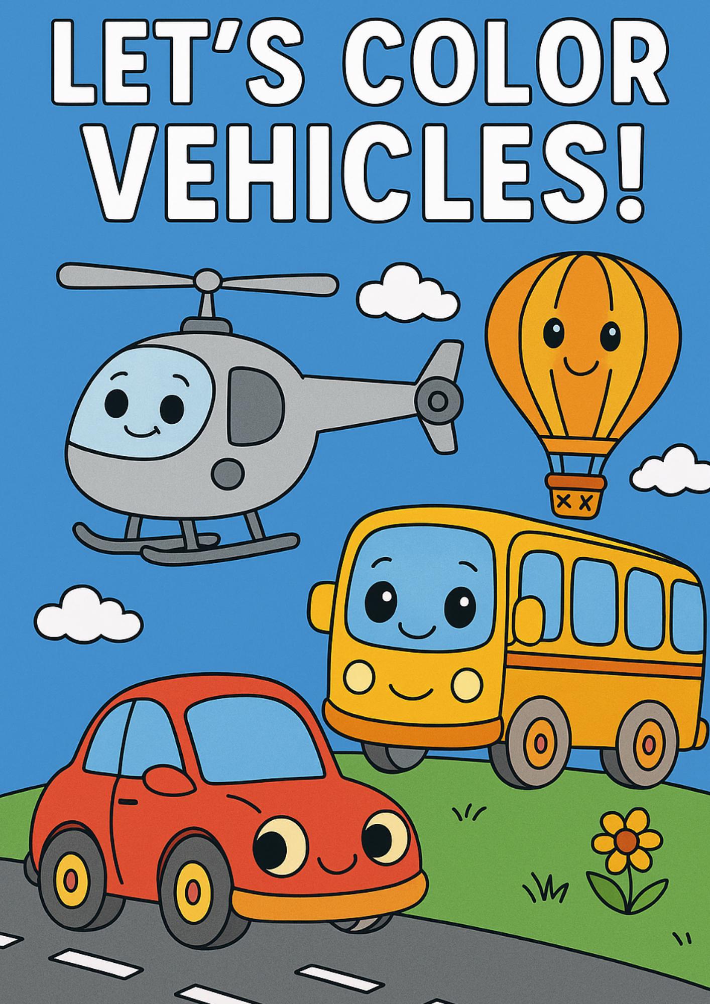 Printable Vehicle Coloring Book for Kids – 25 Fun Transportation Pages ...