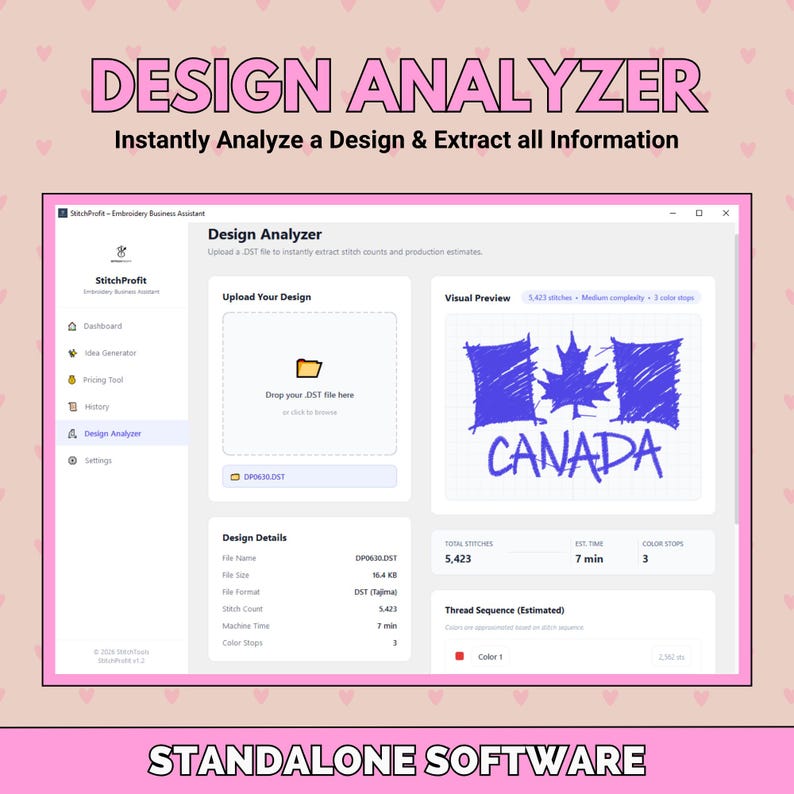 Embroidery Pricing Tool Embroidery Design Analyzer Business Assistant ...