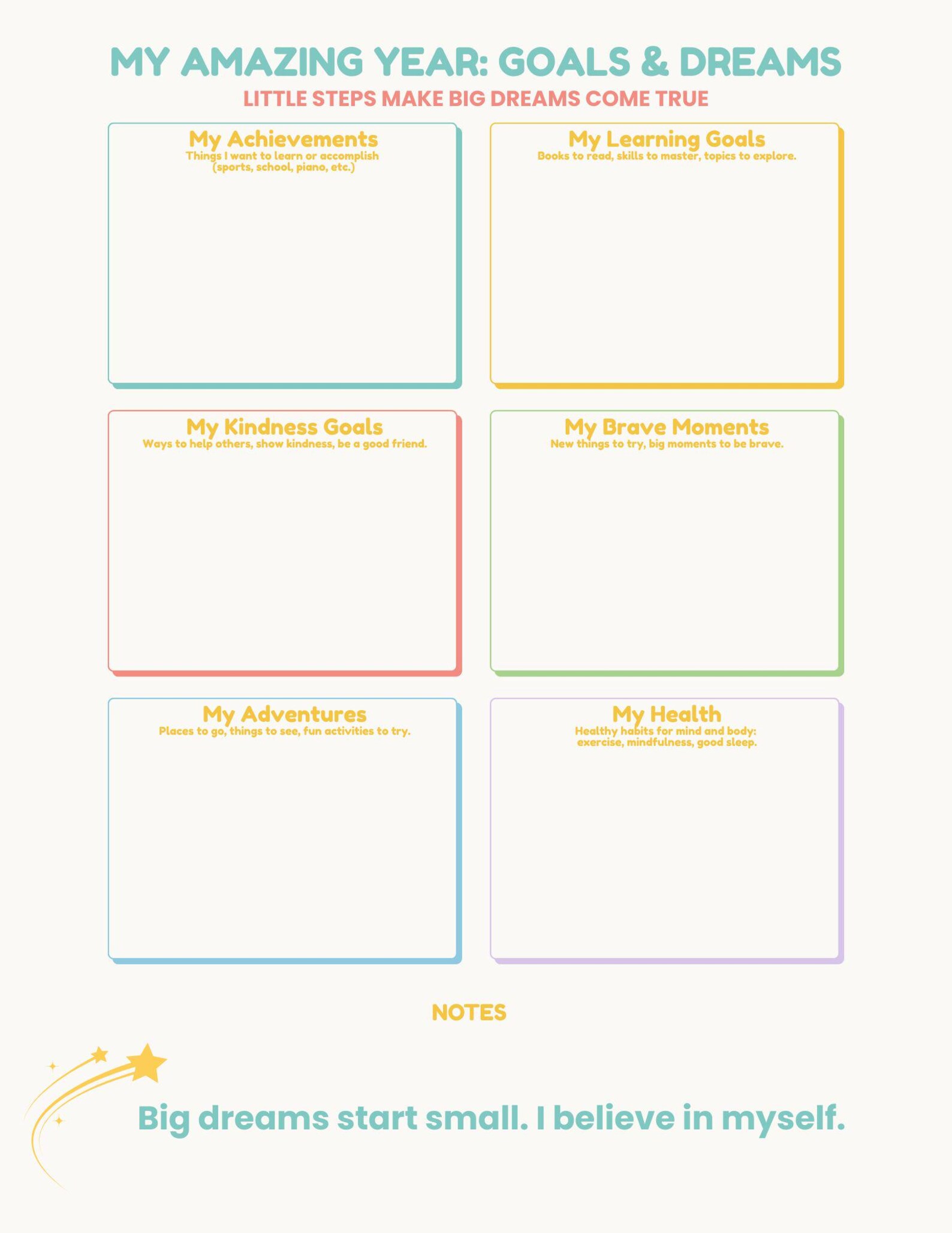 Kids Vision Board Printable for Ages 6–9 | Goal Setting Worksheet ...