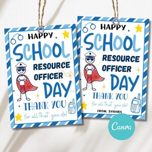 School Resource Officer Gift Tags | Appreciation Day, Editable (PDF ...