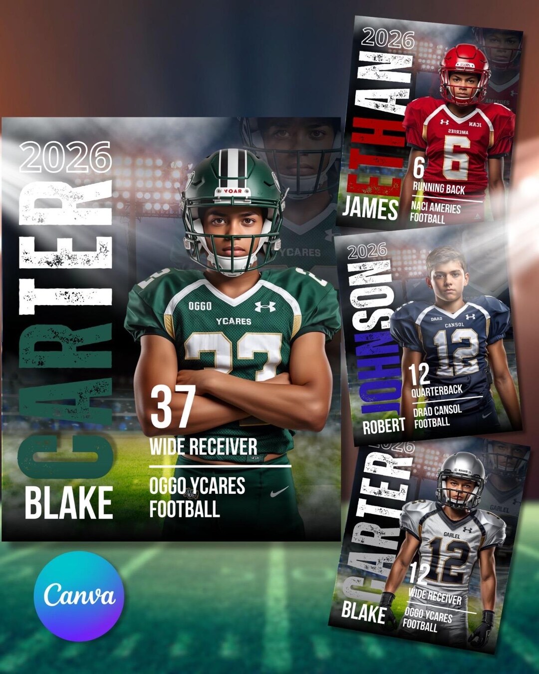 Editable Football Senior Night Poster | Canva Template (digital ...
