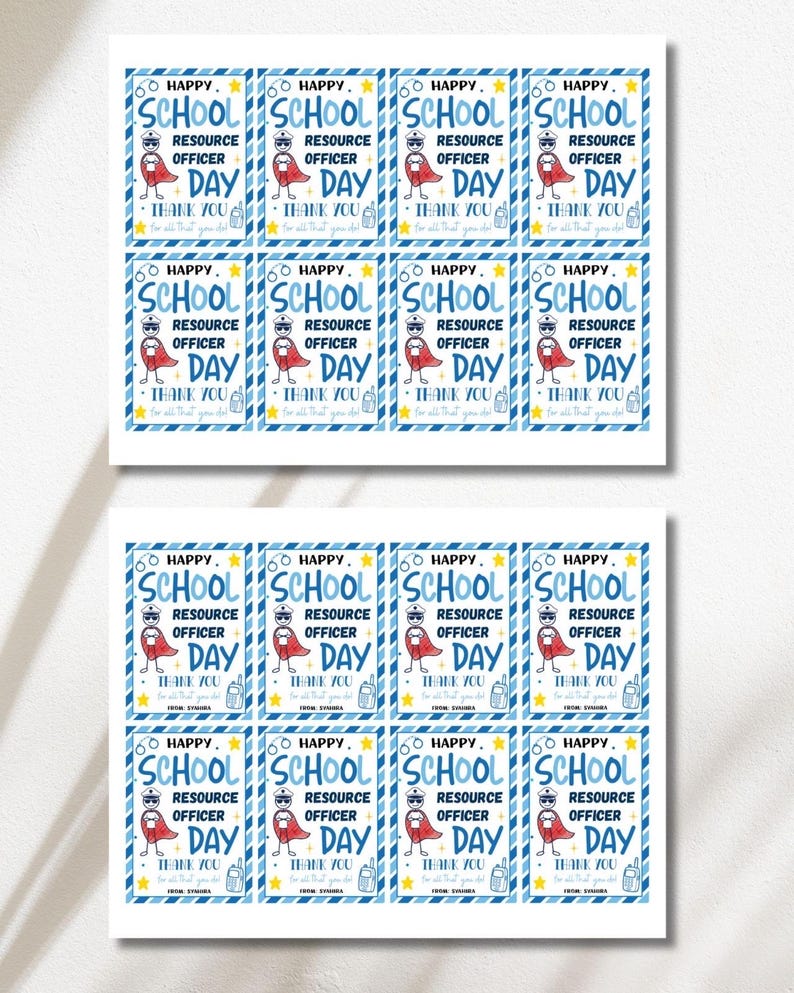 School Resource Officer Gift Tags | Appreciation Day, Editable (PDF ...