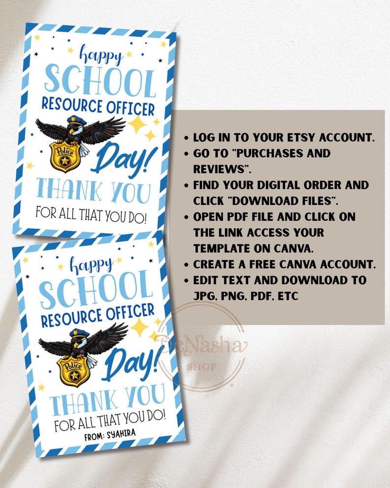 School Resource Officer Gift Tags | Appreciation Day, Editable (PDF ...