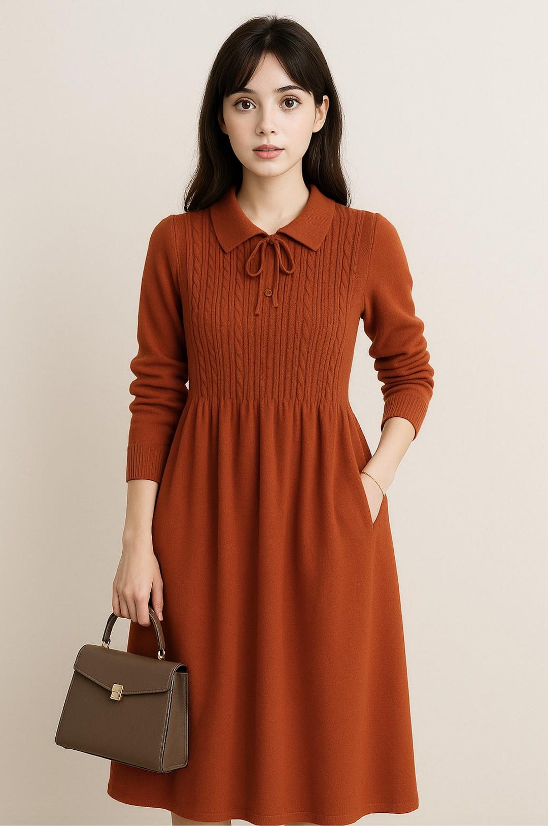 Winter Knit Dress | Long Polo Neck Sweater| Loose Over-knee Warm Dress ...