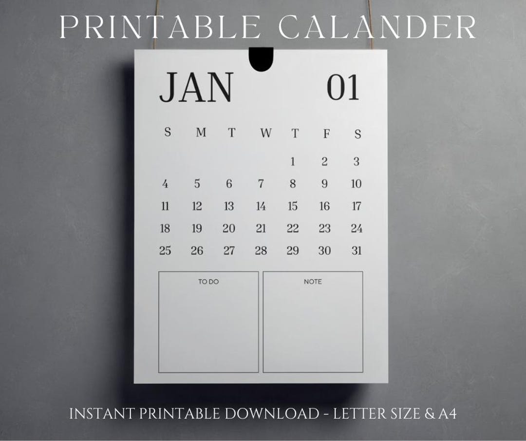 2026 Minimalist Calendar | Printable Monthly Planner With To-do & Notes ...