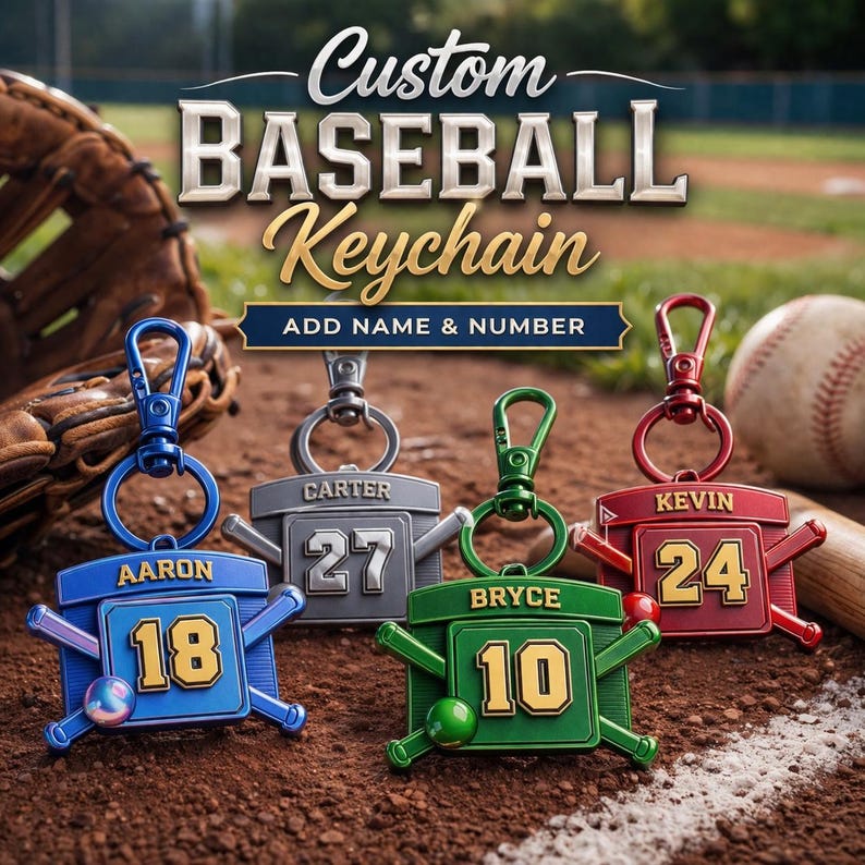 Custom Baseball Keychain STL Personalized Name & Number Gift | 3D Print ...