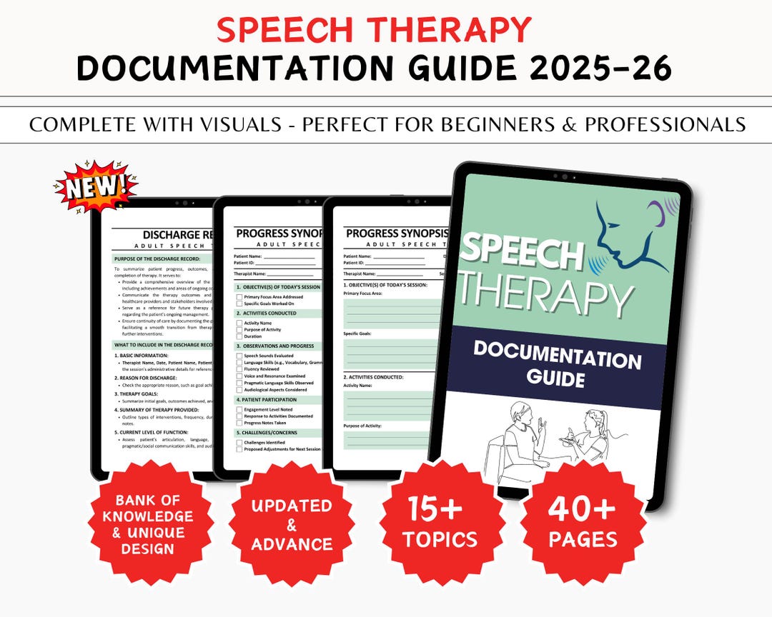 Speech Therapy Documentation Guide, SLP Notes, Templates (PDF) - Etsy