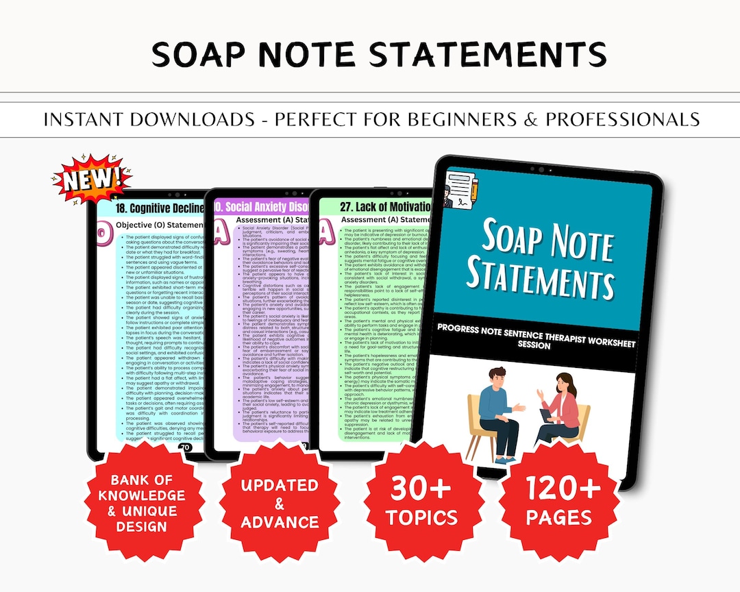 2400 Soap Note Statements Therapy Intervention Examples Reference Guide ...