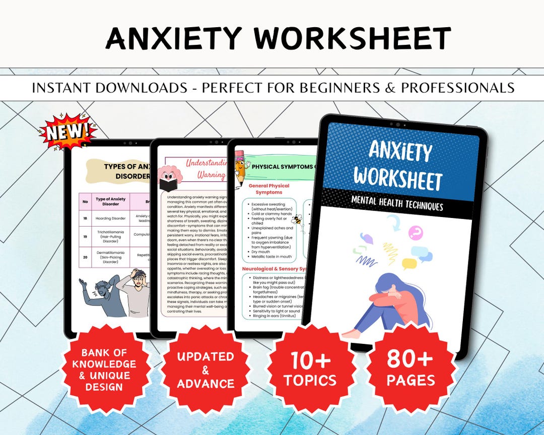 Anxiety Worksheets | Anxiety Bundle | Anxiety Therapy Worksheets ...