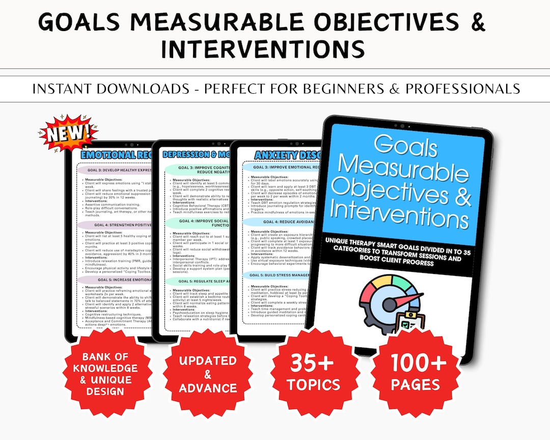 Therapy Goals & Objectives Guide: Treatment Planning Cheat Sheets - Etsy