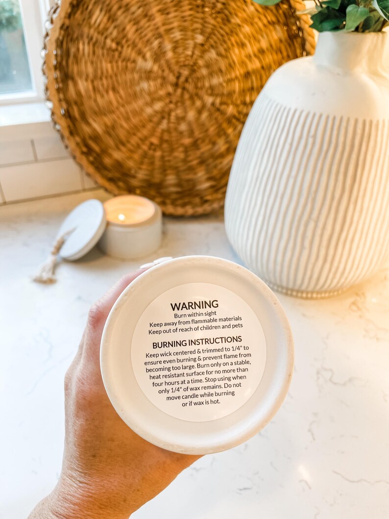 Candle Warning Labels • Modern Collection • Water and Oil Resistant ...