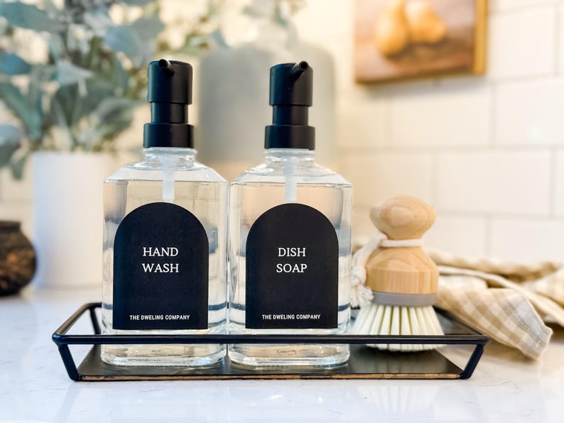 Personalized Soap Dispenser Labels • Black Arch, Waterproof - Etsy