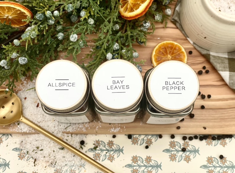 Spice Jar Labels • Modern Round Collection • Water and Oil Resistant ...