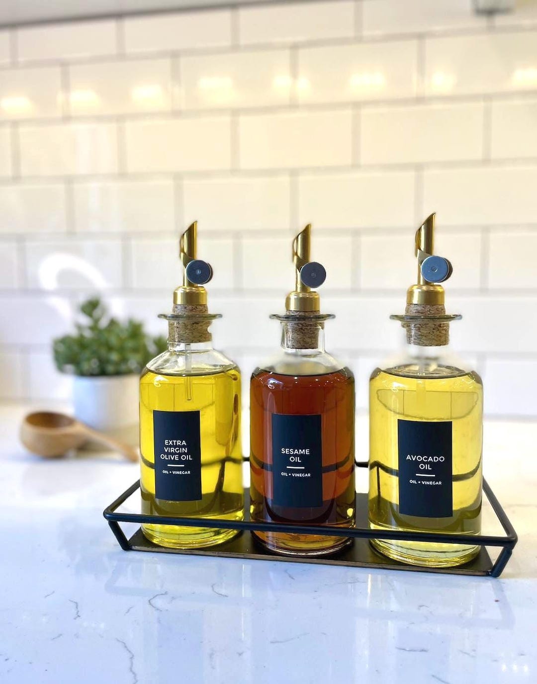 Oil and Vinegar Labels • Black Collection • Water and Oil Resistant ...