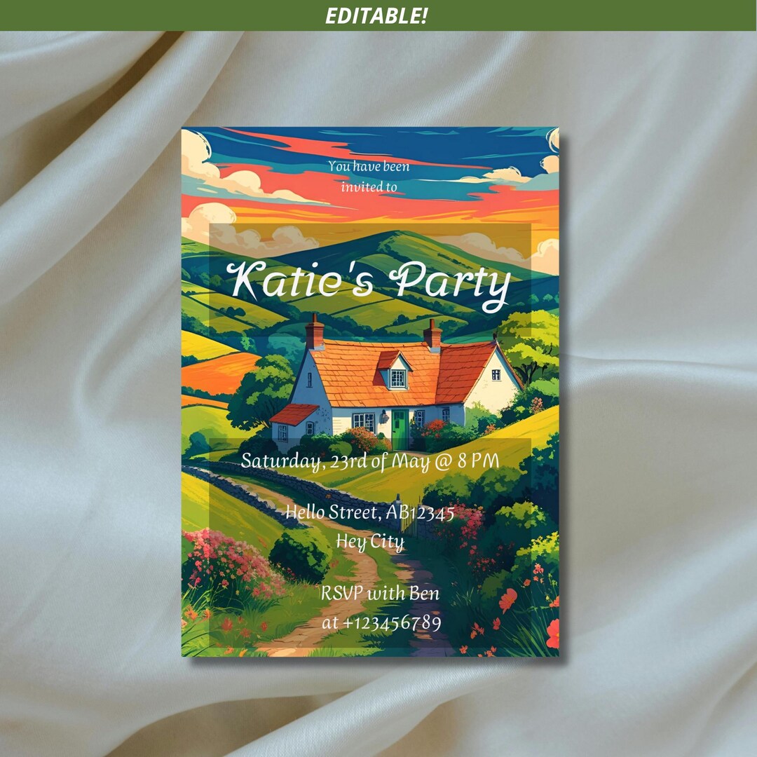 Cottagecore Invitation Template – Editable Canva Card With Nature ...