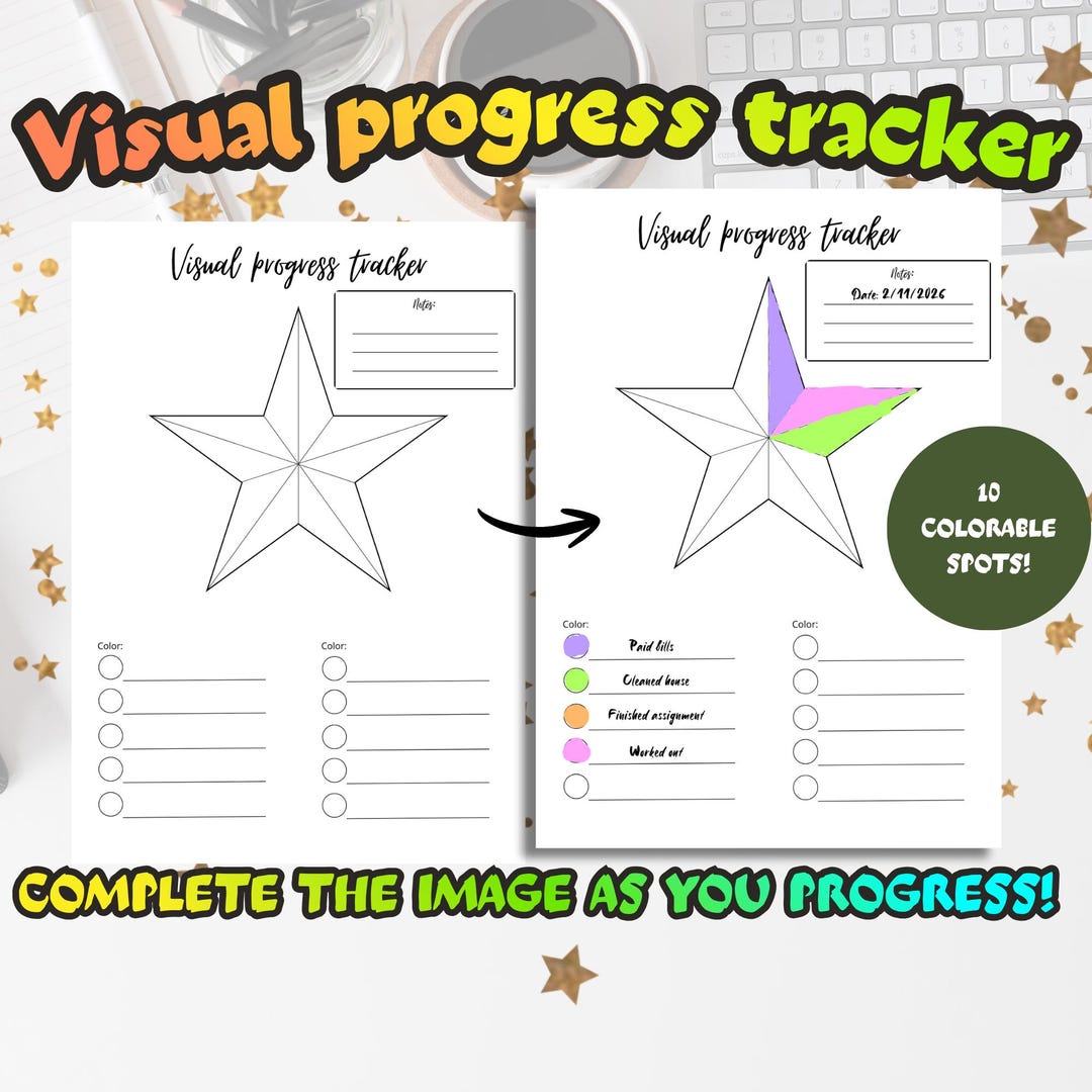 10-point Star Visual Tracker Printable – Creative Goal Setting, Habit ...
