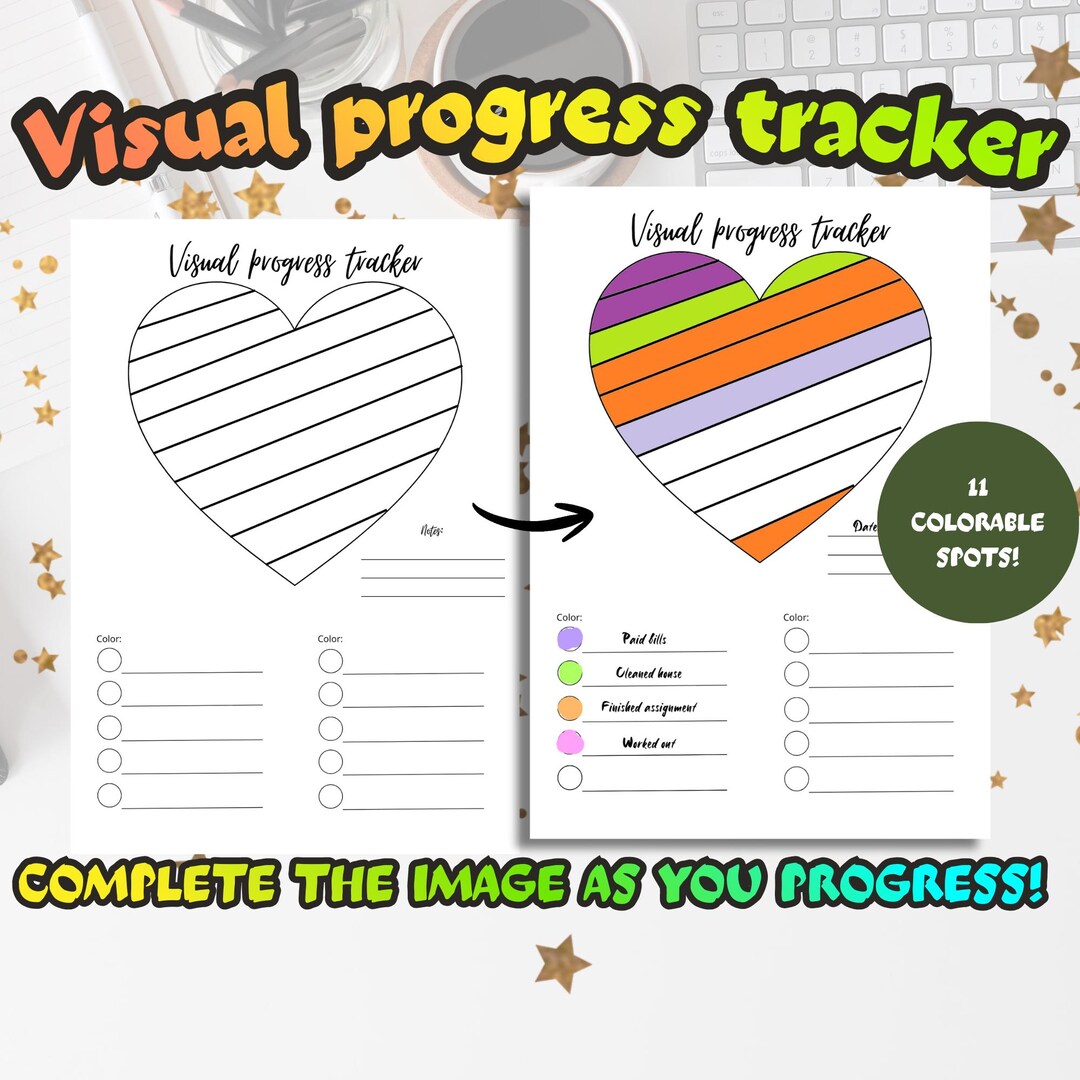 11-point Heart Visual Tracker Printable – Creative Goal Setting, Habit ...