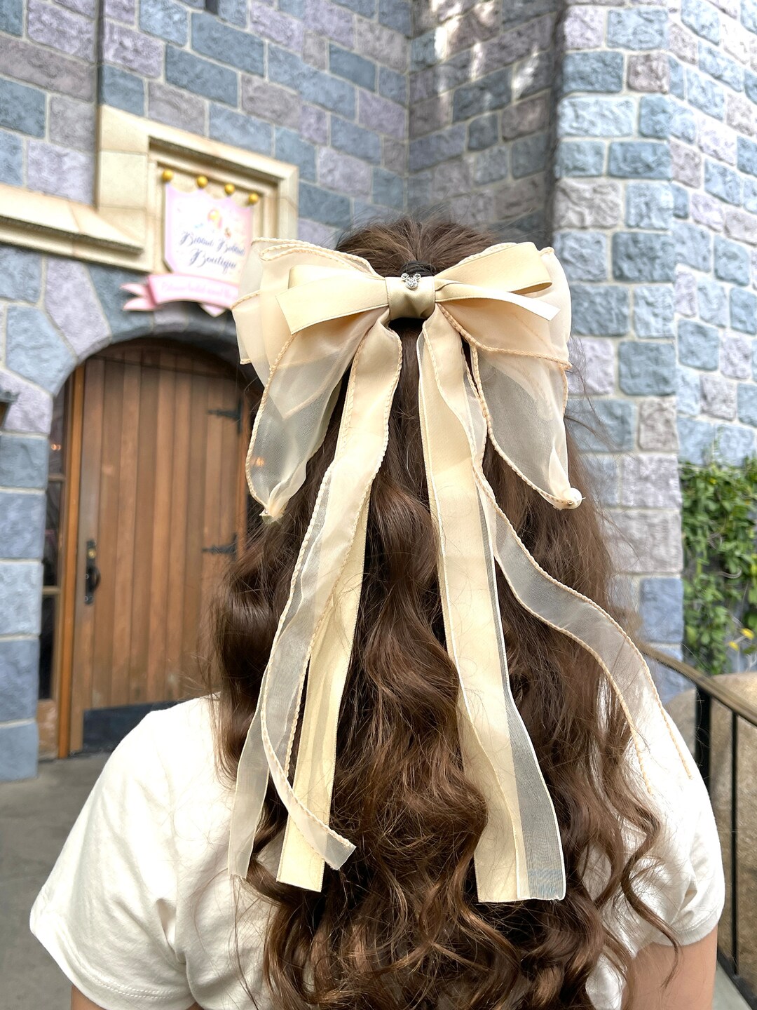 The Mickey Mouse Rhinestone Pearl Coquette Hair Bow - Tan - Etsy
