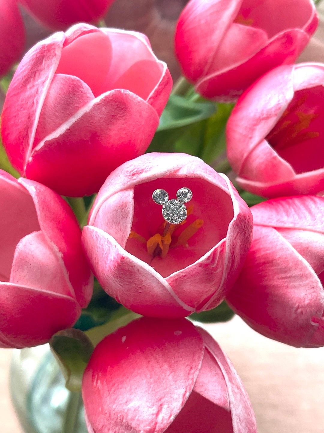 Mickey Mouse Ear Rhinestone Floral Bouquet or Cake Pin - Disney Wedding ...