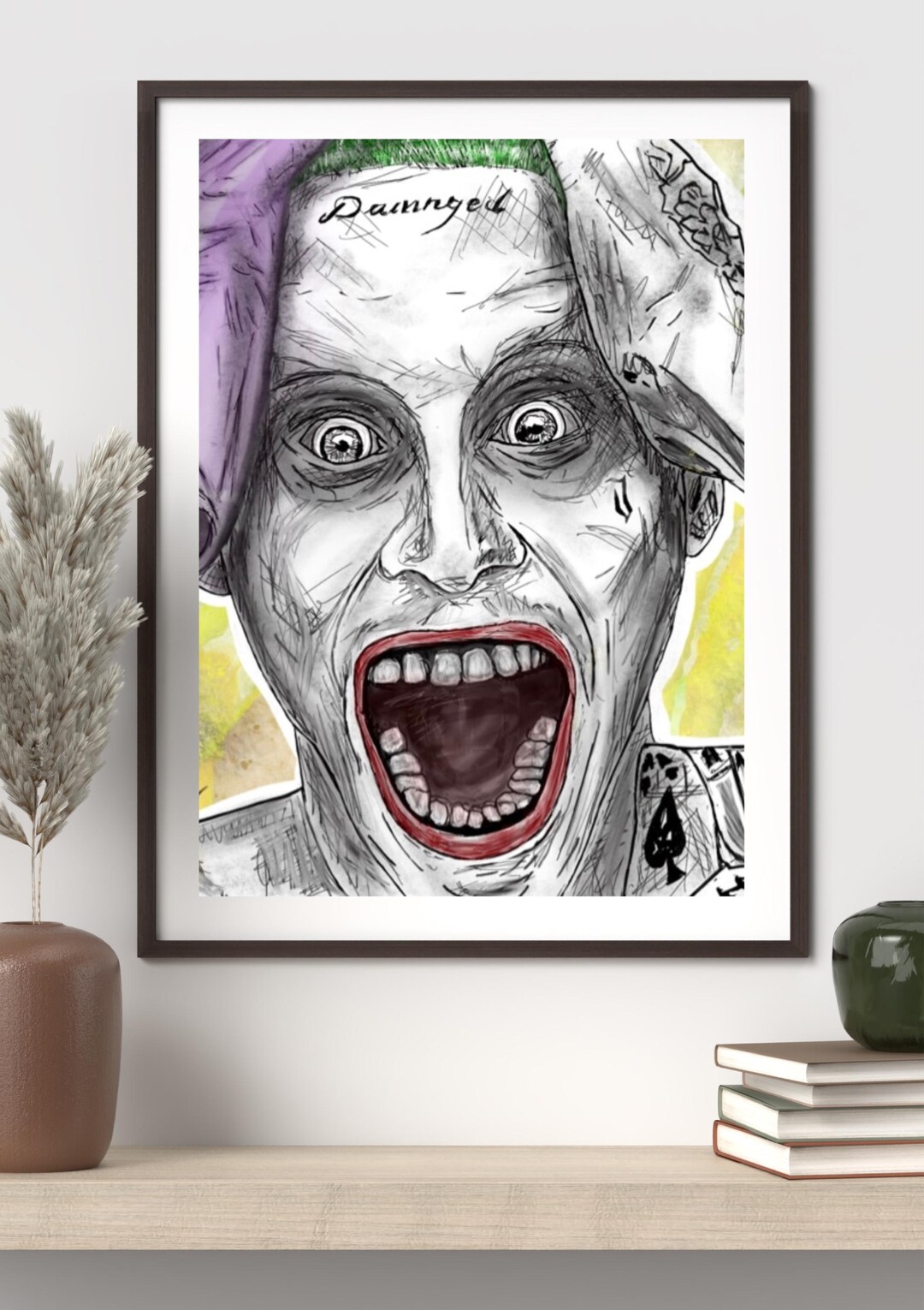 Joker Damaged Portrait, Jared Leto Fan Art, Digital Art Sketch Style ...
