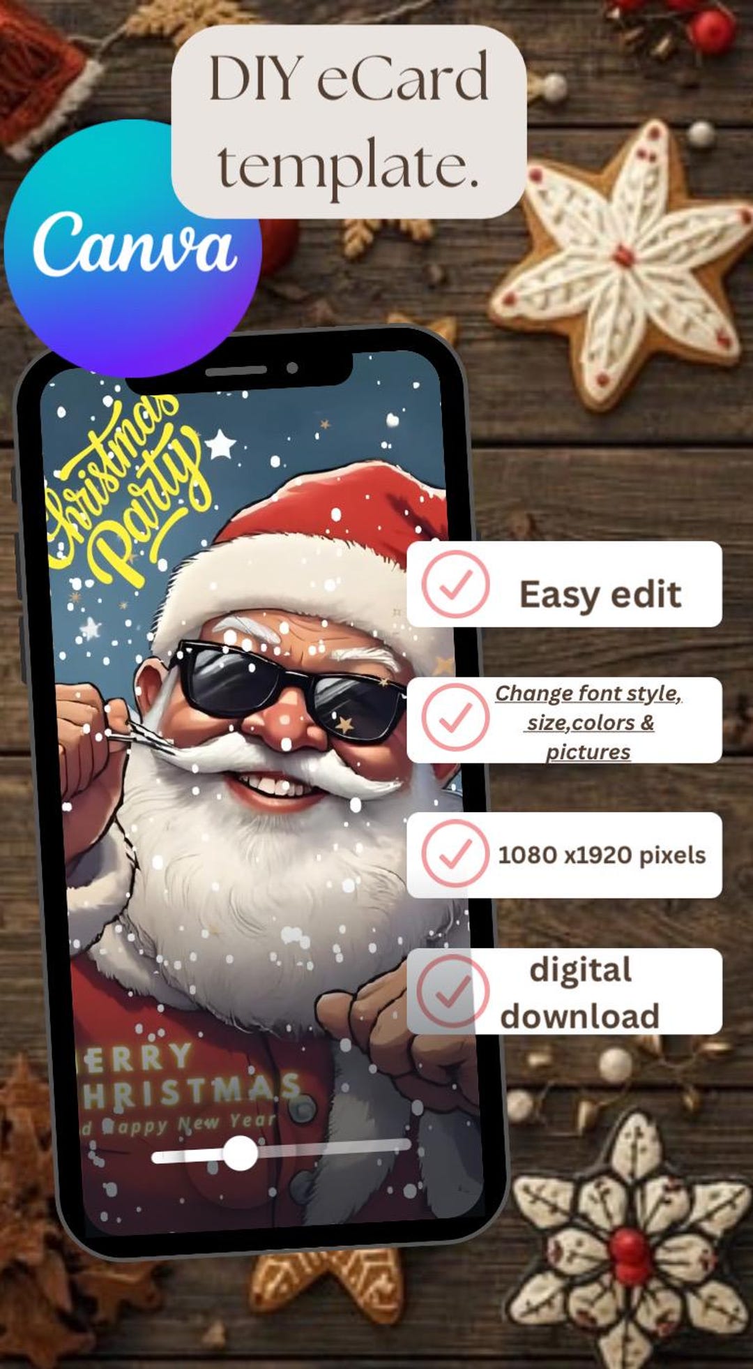 Cheeky Christmas Invitation | Bad Santa Party | Canva Template ...