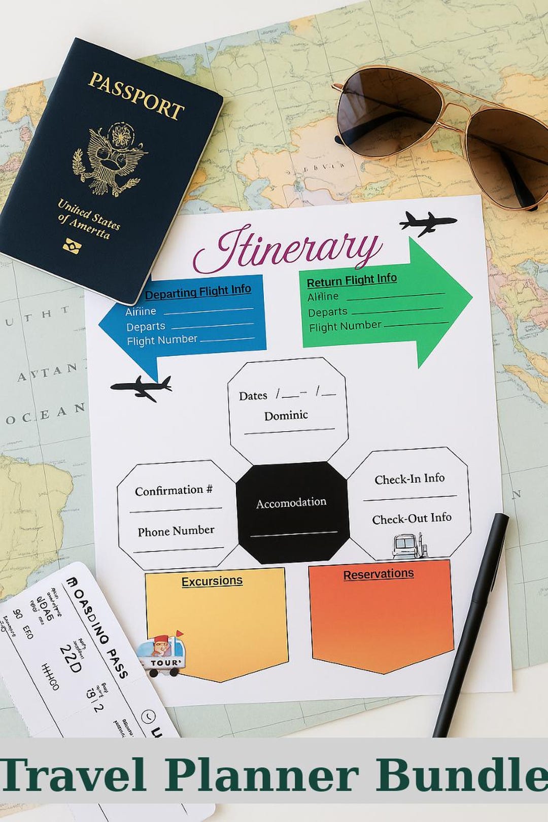 Printable Travel Planner Bundle | Vacation Budget, Itinerary, Packing ...