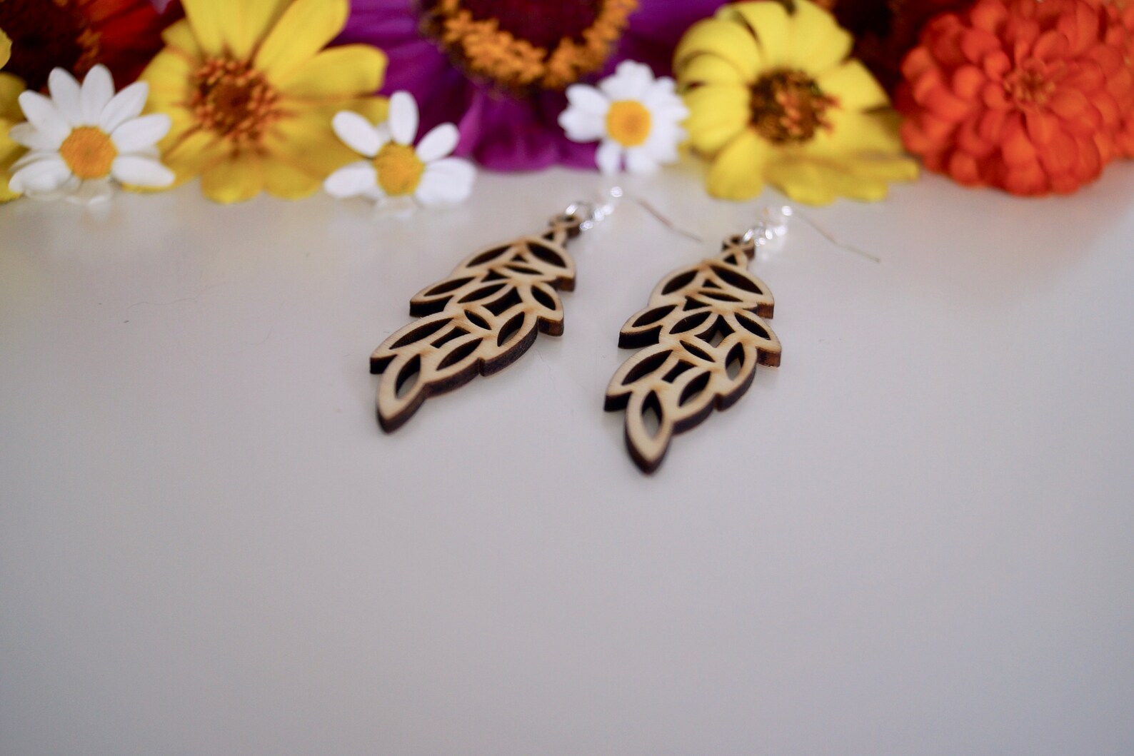 Laser Cut Wooden Earrings Natural Wooden Earrings Filigree Etsy