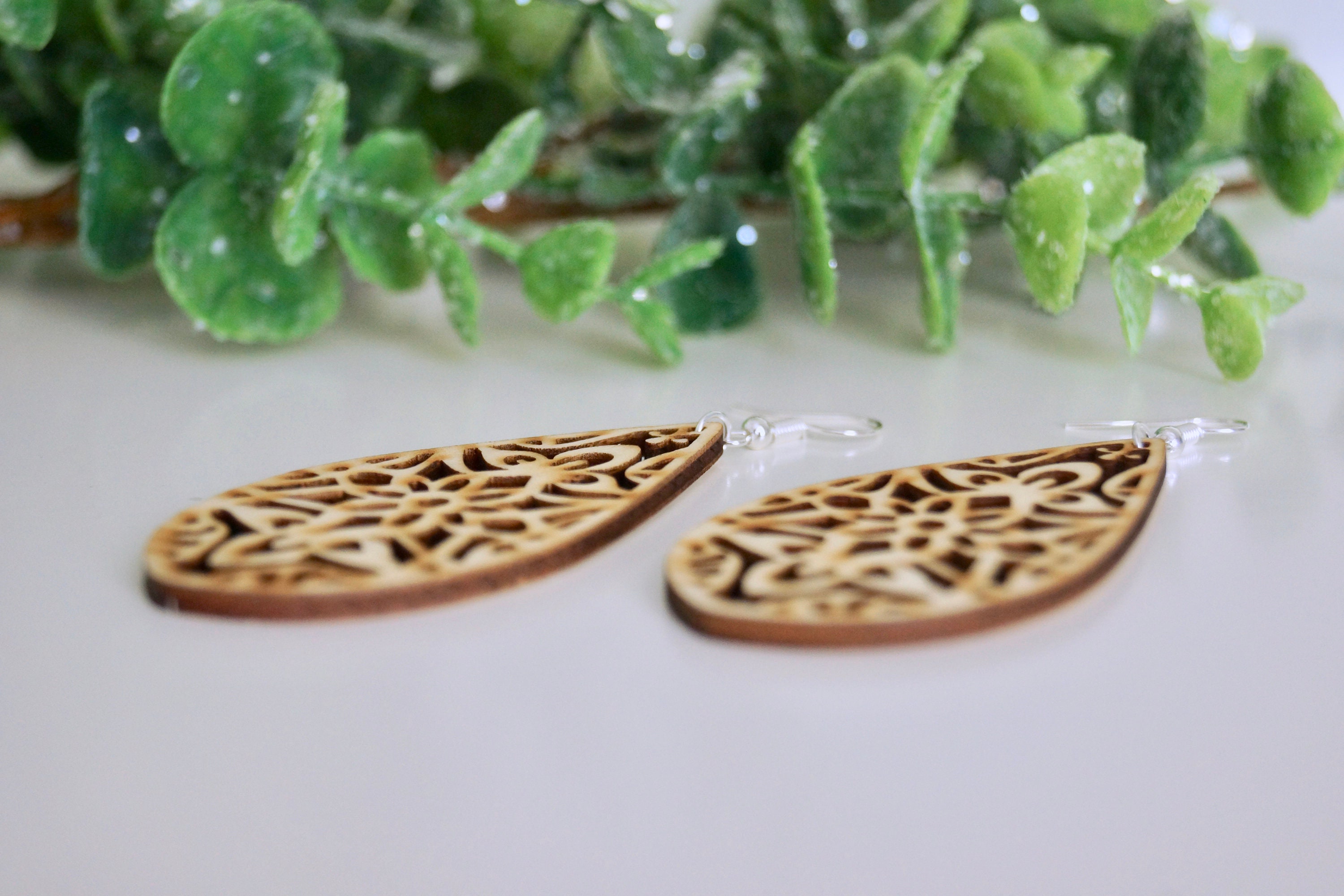 Laser Cut Earrings Wooden Earrings Natural Wood Earrings Etsy