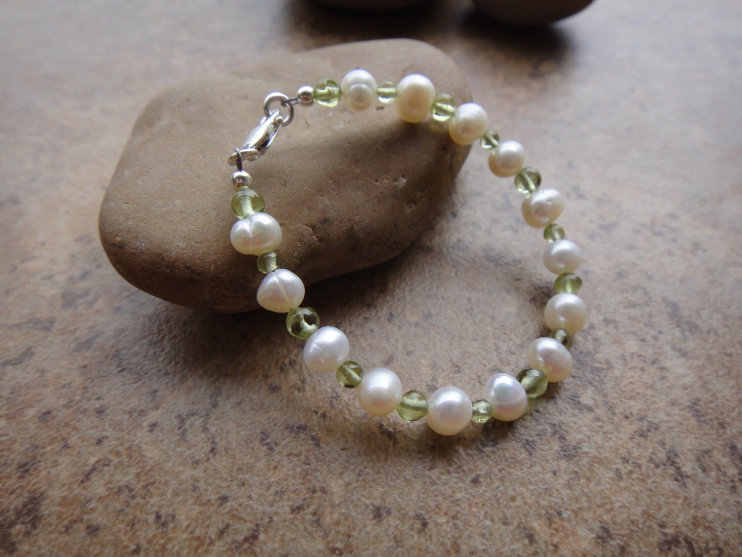 Baby Bracelet Freshwater Pearls, Peridot, and Sterling Silver - Etsy
