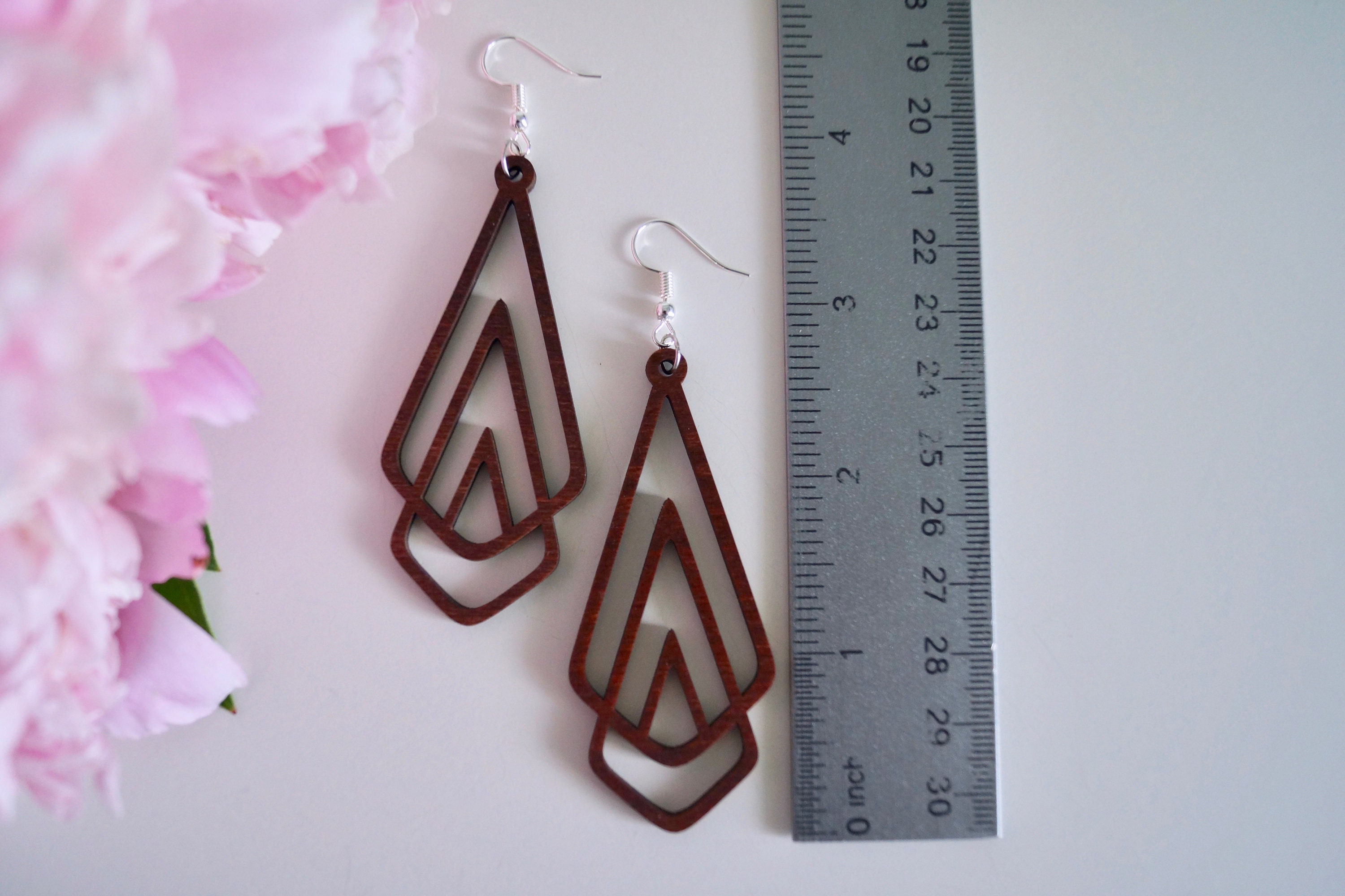 Laser cut earrings wooden earrings laser cut wooden | Etsy