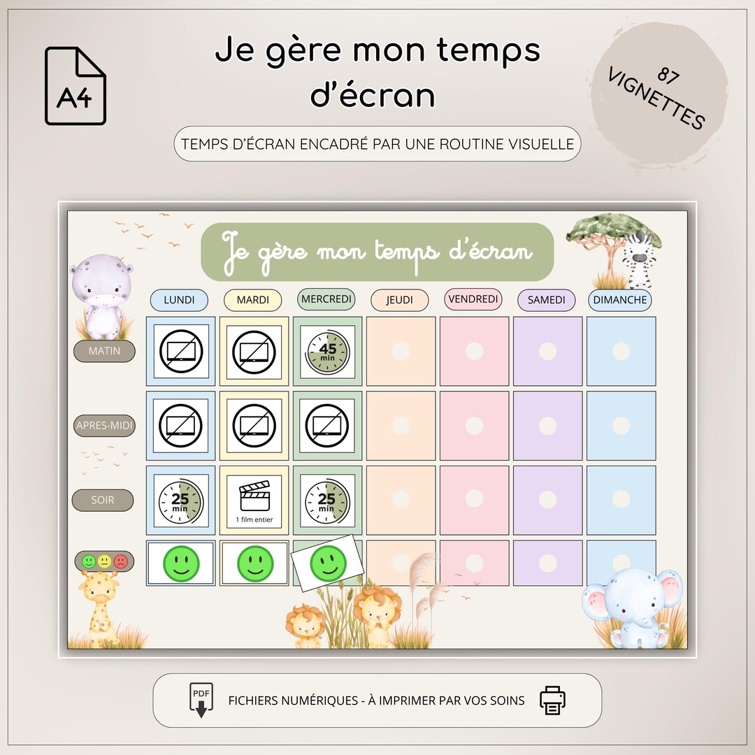 Children's Screen Time Chart – Visual & Fun Routine – Managing Screens ...