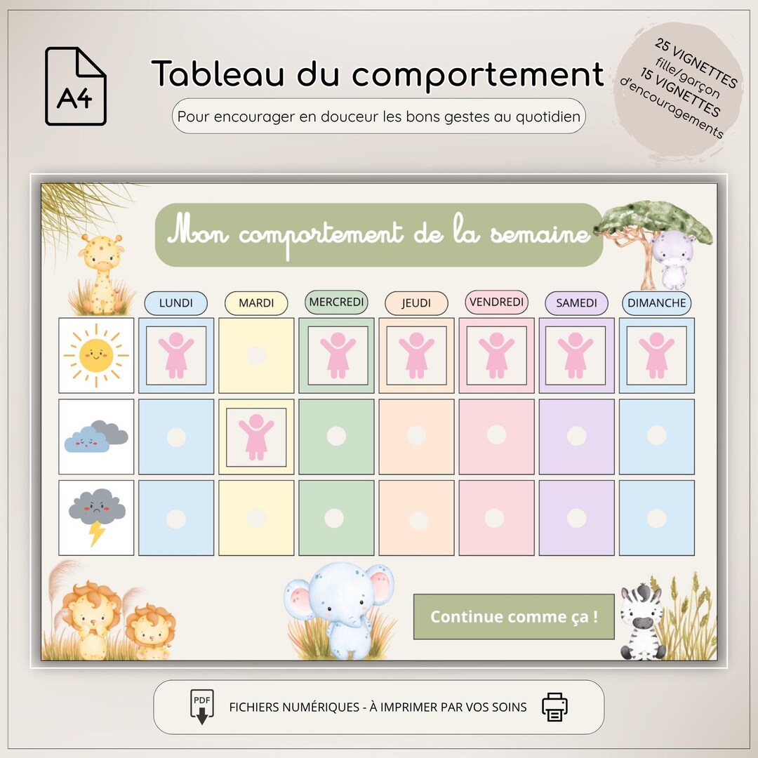 Tableau Comportement Enfant – Routine Visuelle & Ludique ...