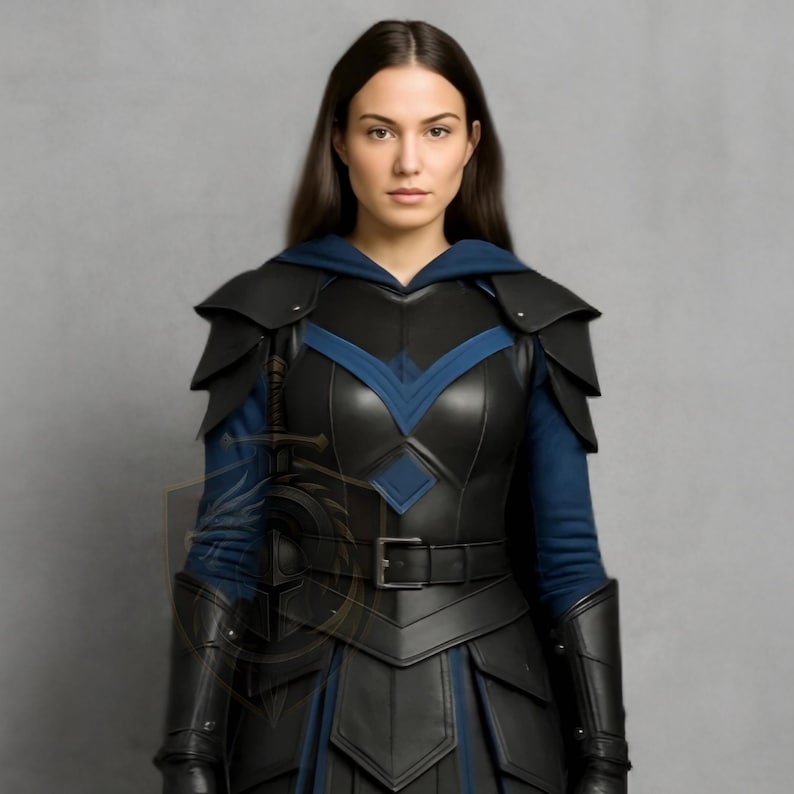 Women’s Blue Leather Armor Cloak | Medieval Knight Cosplay Costume ...