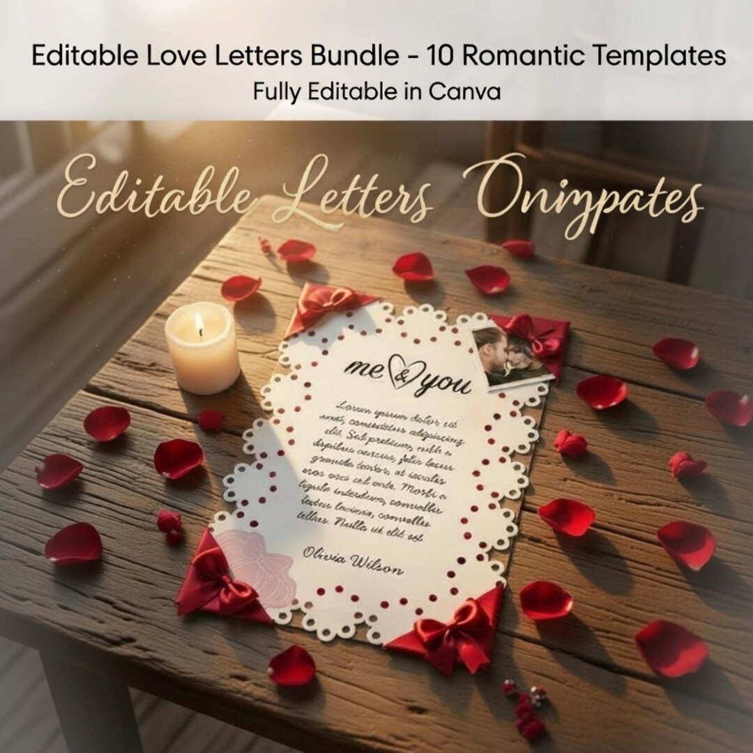 10 Editable Love Letters Bundle for Valentine’s Day - Romantic Canva ...