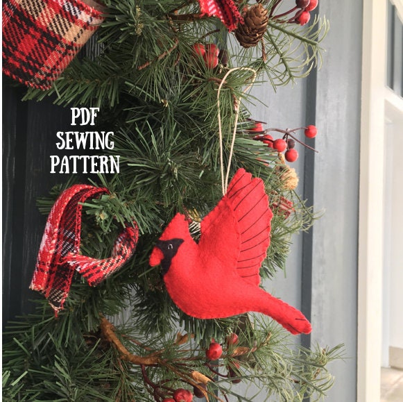 Cardinal Sewing Pattern PDF Felt Cardinal Cardinal Ornament | Etsy