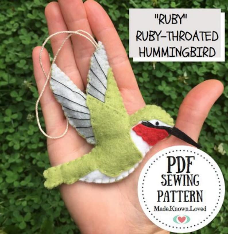 Hummingbird Sewing Pattern PDF Felt Hummingbird DIY - Etsy