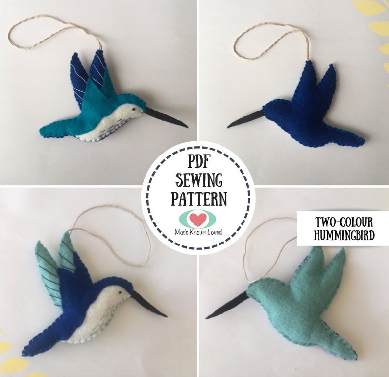 Hummingbird Sewing Pattern PDF Felt Hummingbird DIY - Etsy