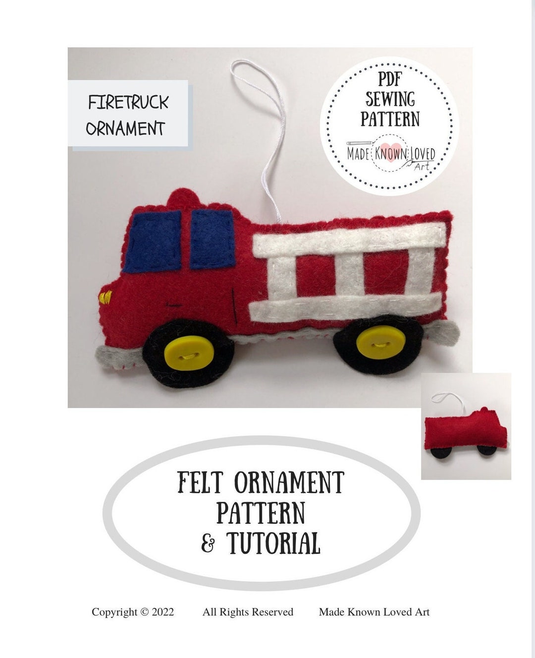Felt Firetruck Ornament Sewing Pattern: DIY Firefighter Gift (PDF) - Etsy