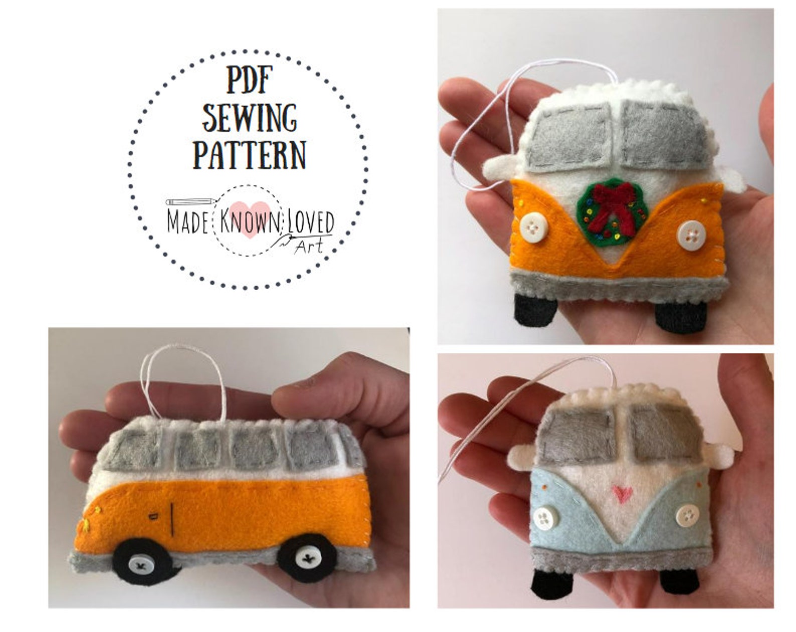 3-in-1 Camper Van Sewing Pattern PDF Felt VW Bus Pattern - Etsy