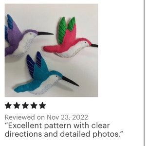 Hummingbird Sewing Pattern PDF, Felt Hummingbird, DIY Hummingbird ...
