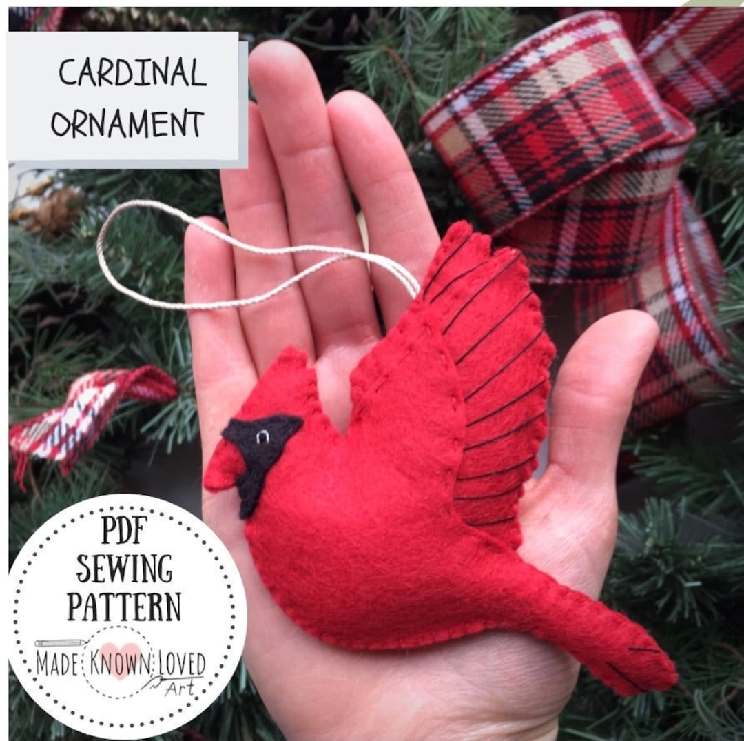 Cardinal Sewing Pattern PDF, Felt Cardinal, Cardinal Ornament ...