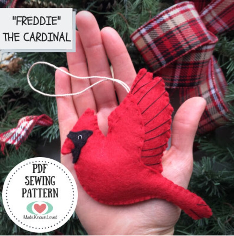 Cardinal Sewing Pattern PDF Felt Cardinal Cardinal Ornament | Etsy Hong ...