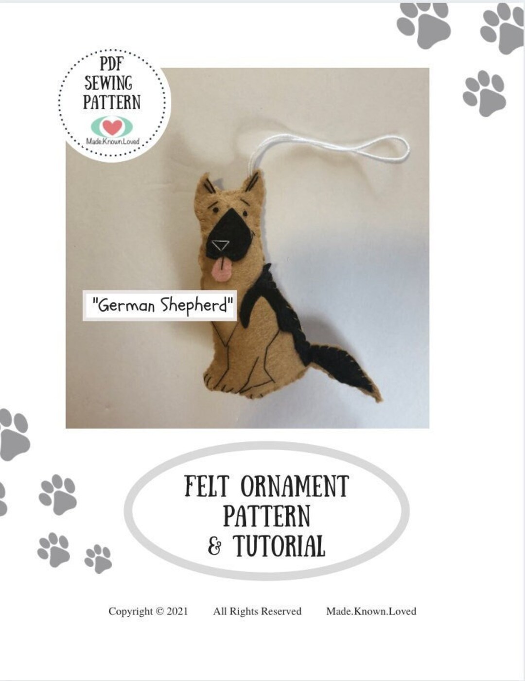 Felt German Shepherd Ornament Sewing Pattern (PDF) - Etsy