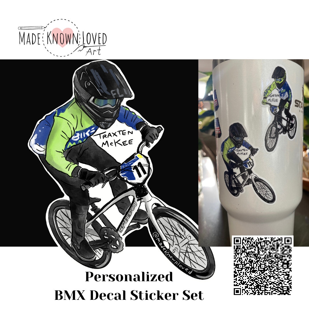 Custom BMX Rider Decal Sticker Set, Waterproof Vinyl Bike Art - Etsy